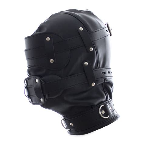 Buy Full Face Blindfold Head Hood Lockable And Dildo Penis Mouth Gag