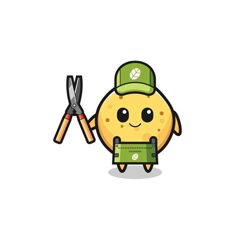 Premium Vector Cute Potato Chip As Gardener Mascot