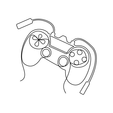 Continuous One Line Drawing Of The Game Controller And Single Line Art Of The Joystick