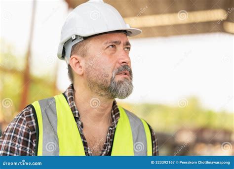 Engineer Man Checking Project In The Precast Concrete Factory Site Foreman Worker At