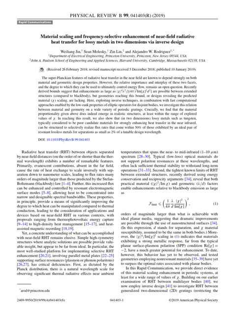 Material Scaling And Frequency Selective Enhancement Of Near Field