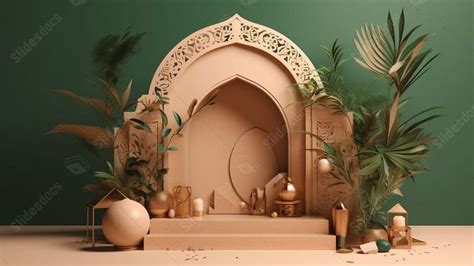 Arabic Wedding Themed Islamic Ark 3d Rendering Powerpoint Background