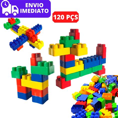 Brinquedo Blocos De Montar Kit 120 Peças De Encaixar Brinquedo