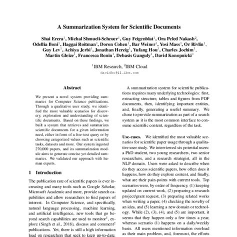 A Summarization System For Scientific Documents Acl Anthology