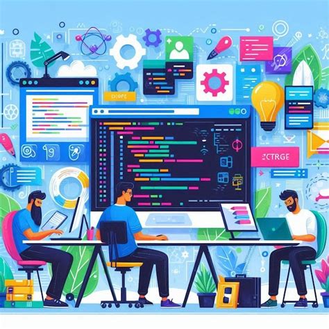 Bright And Colorful Software Development Banner Image Premium Ai