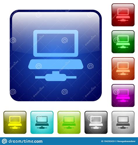 Network Computer Color Square Buttons Stock Vector Illustration Of
