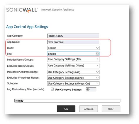 how to block dns queries using app control advanced sonicwall