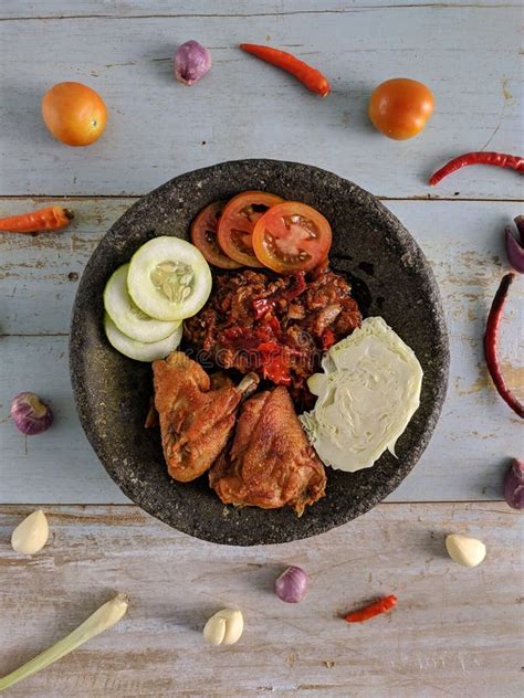Ayam Penyet Is Indonesian Traditional Food Stock Image Image Of