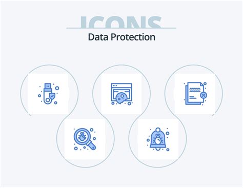 Data Protection Blue Icon Pack 5 Icon Design Privacy Data Security