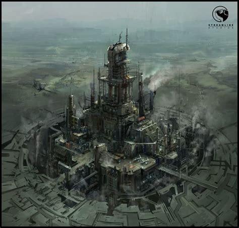 Skynet Core Facility Fallout Concept Art Dieselpunk Fantasy Landscape