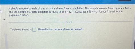 Solved I Need Help Solving For The Lower Bound For This Chegg