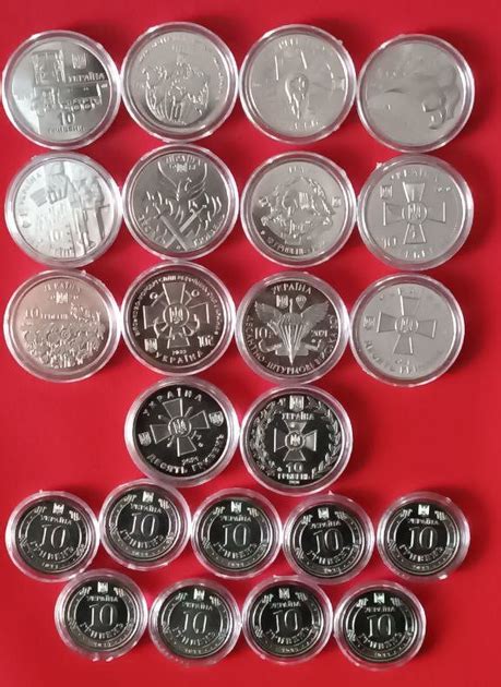 Все 23 монеты НБУ в капсулах ЗСУ Полный набор монет 10 грн силы ППО ЗСУ Киборги Мост Медики