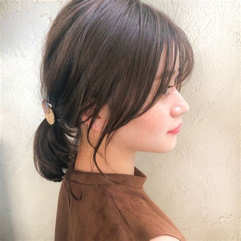 ナチュラル ポニーテール ヘアアレンジ ミディアム×un Ami×hira×407019 Hair ミディアム まとめ髪 髪型