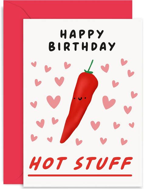 Old English Co Happy Birthday Hot Stuff Card Funny Chilli Pepper Pun Birthday Card For Him