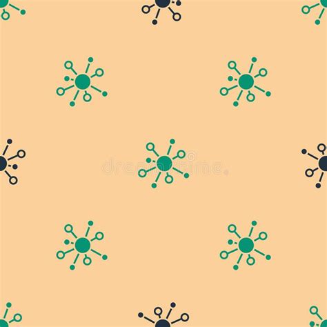 Green Molecule Icon Isolated On Blue Background Structure Of Molecules In Chemistry Science