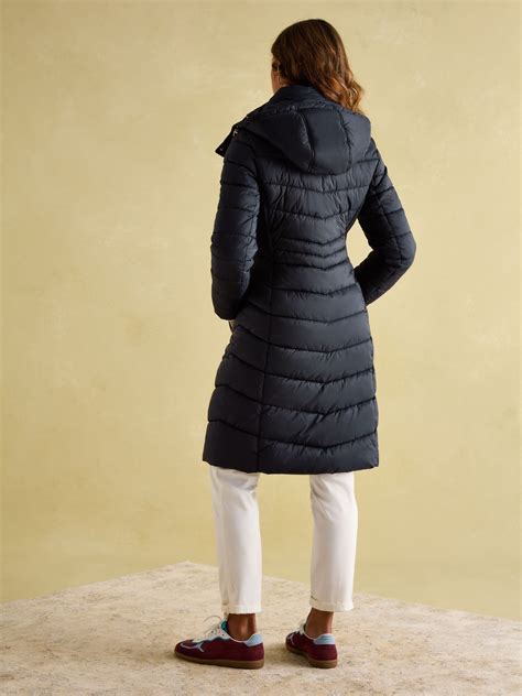 Pembury Navy Blue Showerproof Longline Padded Coat With Hood Joules