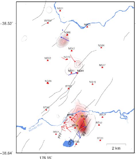 2015 Earthquake Density Isolines And Associated Heatmap For Ngatamariki