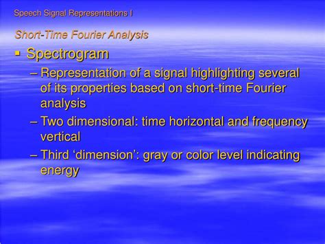 Ppt Speech Signal Representations I Powerpoint Presentation Free Download Id6124362