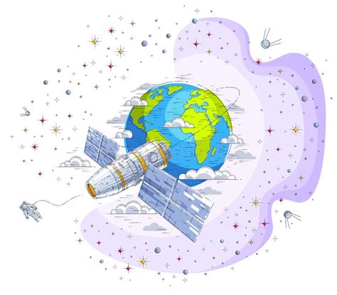 Space Station Orbiting Around Earth Spaceflight Spacecraft Spaceship
