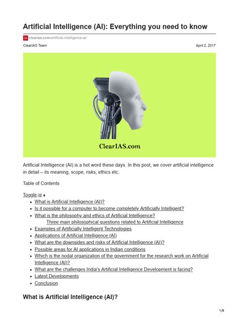 Artificial Intelligence Ai Everything You Need To Know Pdf