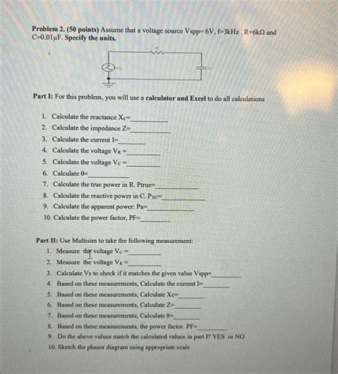 Solved Problem 2 50 Points Assume That A Voltage Source