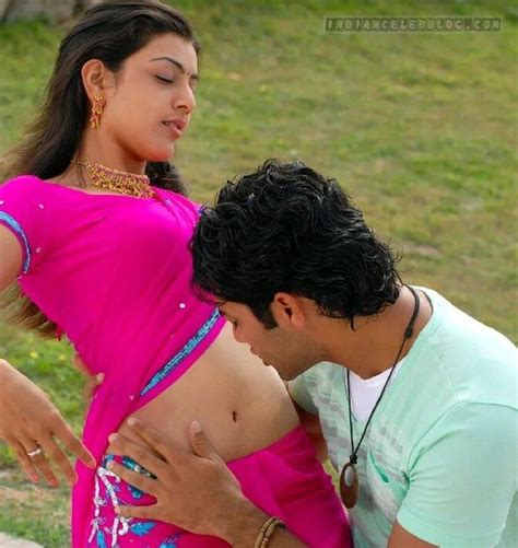 Kajal Agarwal Telugu Actress Hot Saree Navel Romance Hd Movie Stills