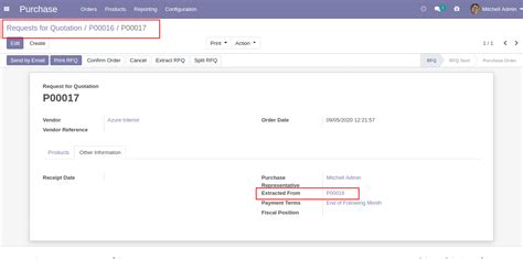 extract purchase order extract request for quotation split purchase