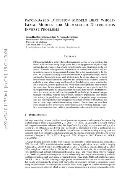 PDF Patch Based Diffusion Models Beat Whole Image Models For