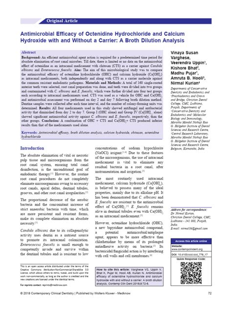 Antimicrobial Efficacy Of Octenidine Hydrochloride 16 Pdf Antimicrobial Medical Specialties