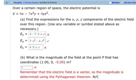 Solved Over A Certain Region Of Space The Electric