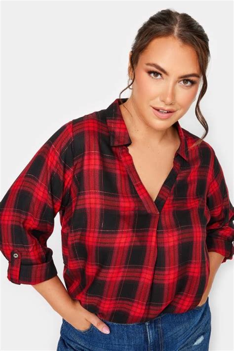 Yours Plus Size Curve Blue And Pink Check Short Sleeve Shirt Yours Clothing