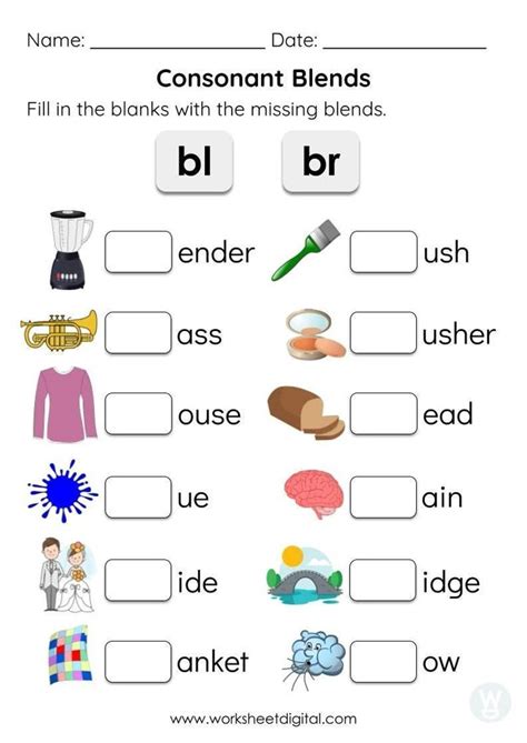 Consonant Blends Worksheets For Kindergarten Preschool Homeschool
