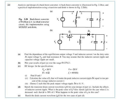 Solved Analysis And Design Of A Buck Boost Converter A Chegg Com