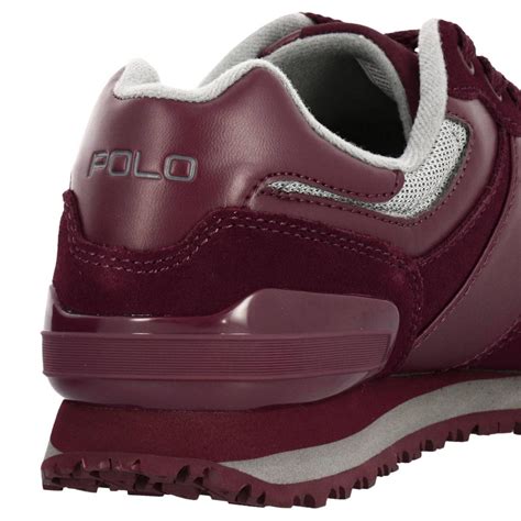 Polo Ralph Lauren Outlet Shoes Men Sneakers Polo Ralph Lauren Men Burgundy Sneakers Polo