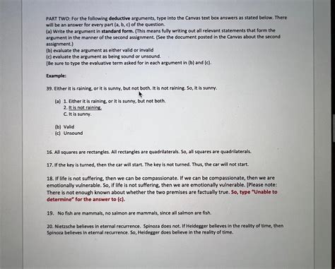 Solved Part Two For The Following Deductive Arguments Type