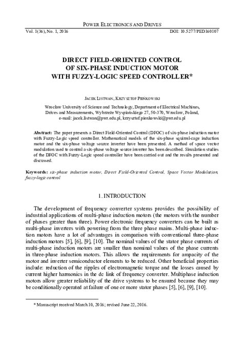 Direct Field Oriented Control Of Six Phase Induction Motor With Fuzzy