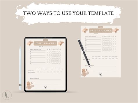 Habit Tracker Printable Template Habit Tracker Editable Etsy