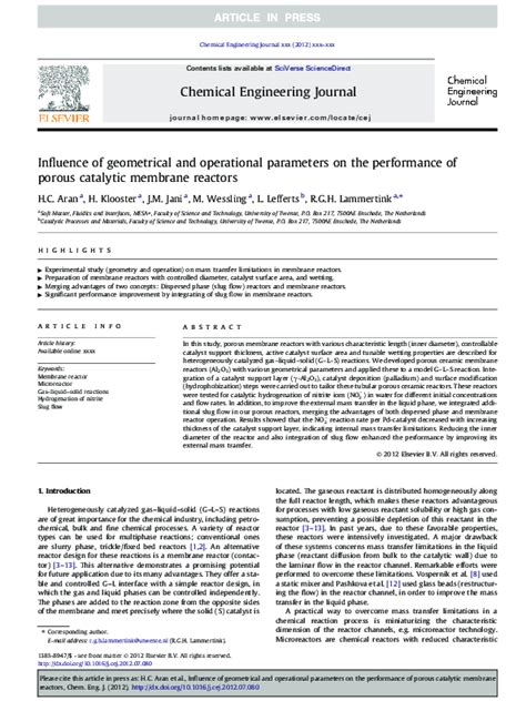 Pdf Influence Of Geometrical And Operational Parameters On The