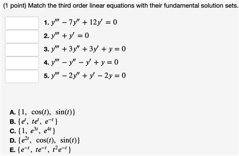 Solved 1 Point Match The Third Order Linear Equations With
