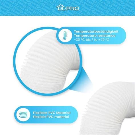DL pro m Tuyau d évacuation d air flexible en PVC Diamètre mm Pour