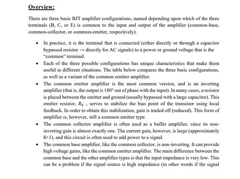 Solved Experiment Single Stage Bjt Amplifier Objective To