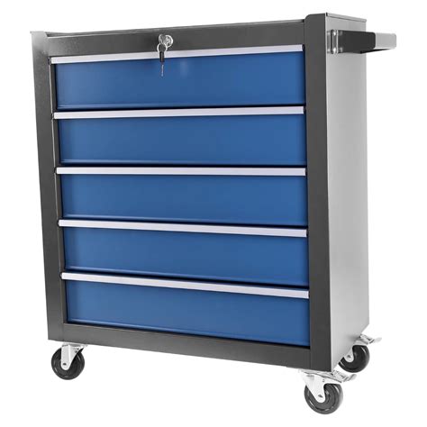 Seizeen 5 Drawer Roller Tool Box Lockable Metal Storage On Wheels