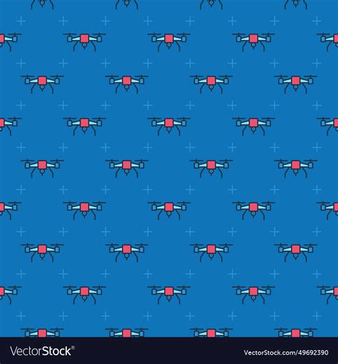 Quadcopter Or Drone Concept Colored Seamless Vector Image