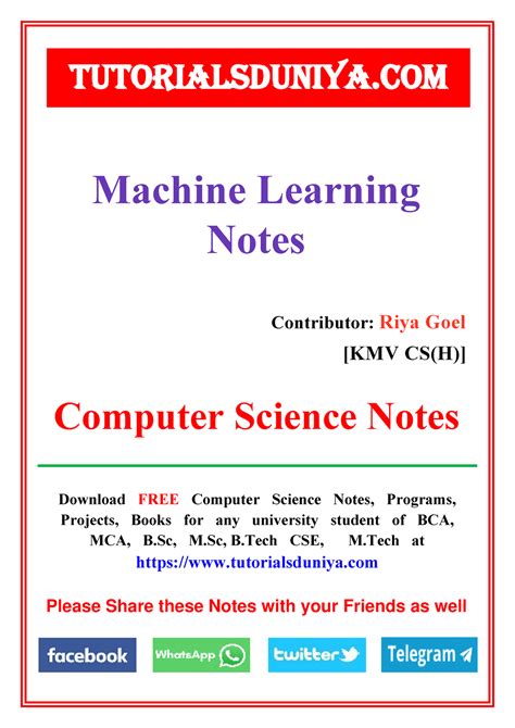 Machine Learning Notes Tutorials Duniya Download Free Computer Science Notes Programs