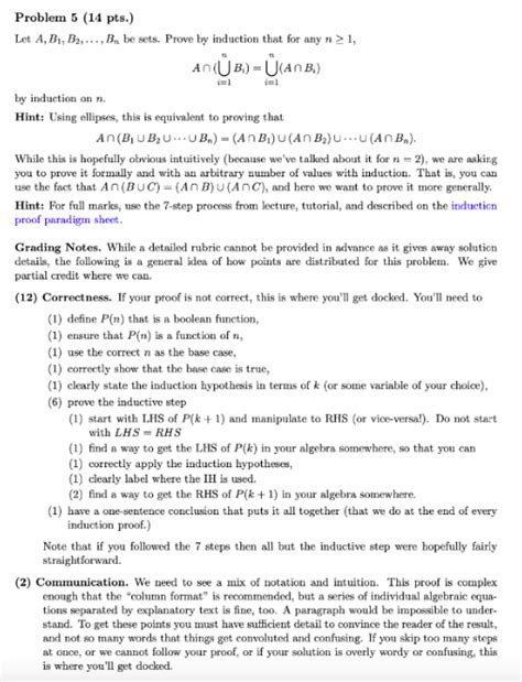 solved problem 5 14 pts let a b1 b2 … bn be sets prove