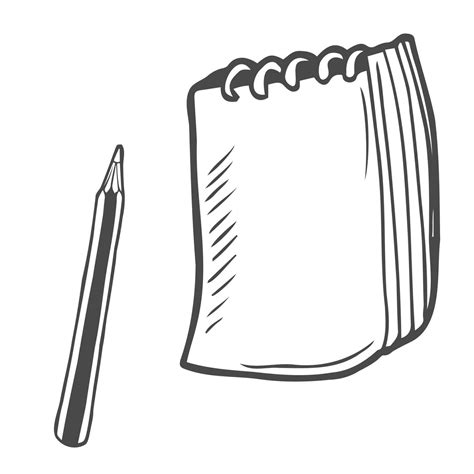 Hand Drawn Doodle Sketch Open Notebook Clear Page Template For Notes