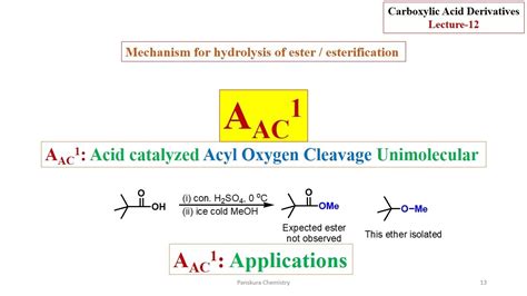 AAC1 Acid Catalyzed Acyl Oxygen Cleavage Unimolecular YouTube