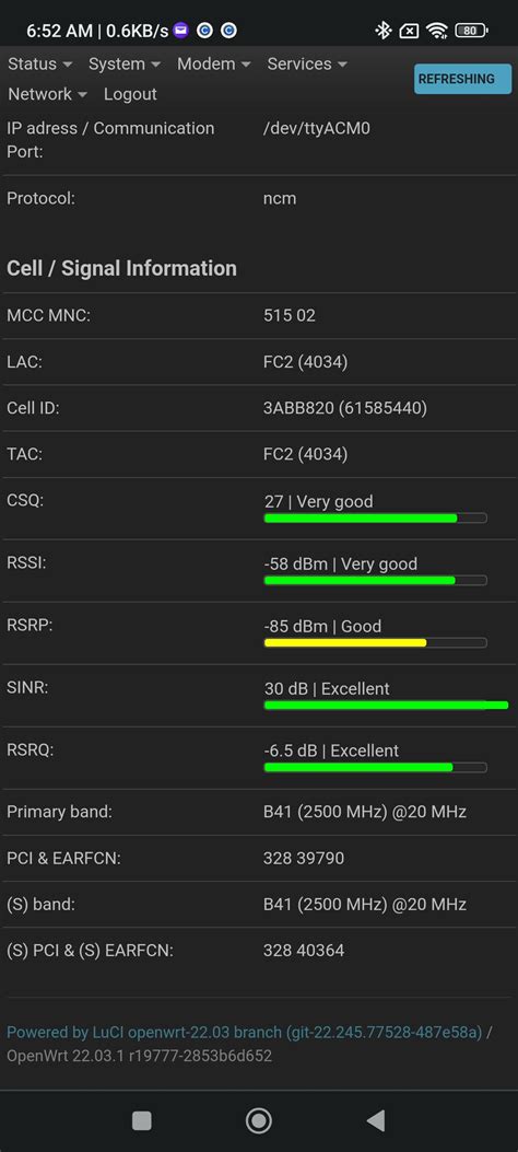LuCI APP Luci App Ginfo Ginfo Gui Info About G LTE Connection Community Builds