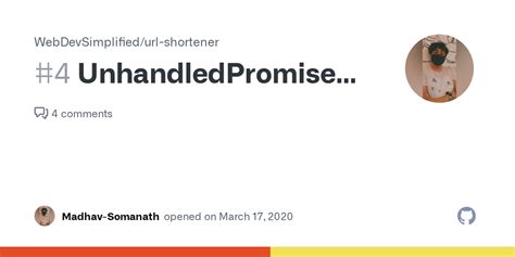 Unhandledpromiserejectionwarning · Issue 4 · Webdevsimplifiedurl