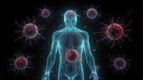 An Illustration Of Men With Immune System And Viral Cells Background 3d Medical Background With